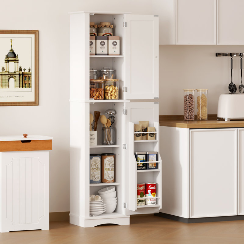 Ailleen 63.78 Kitchen Pantry Narrow Tall Cabinet with 6 Storage Shelves and 3 Door Shelves